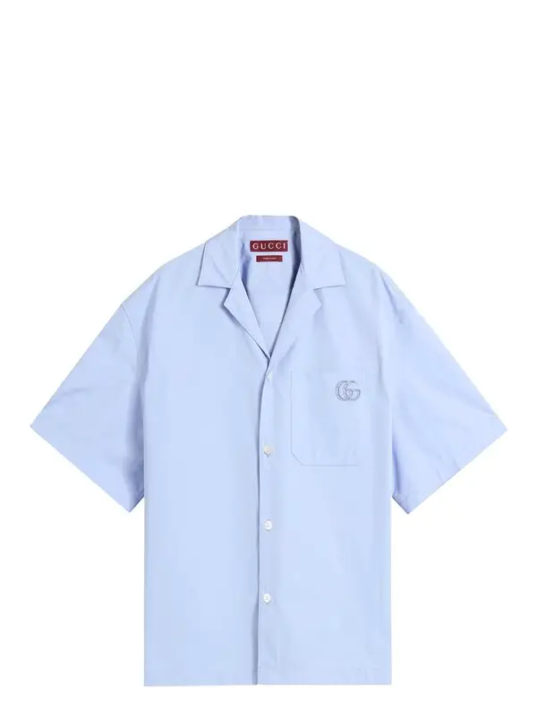 Gucci Heavy Cotton Poplin Short Sleeve Shirt - Blue