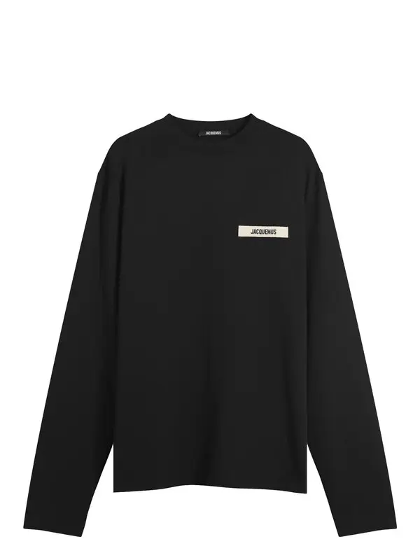 Jacquemus Grosgrain Logo Long Sleeve T-shirt - Black