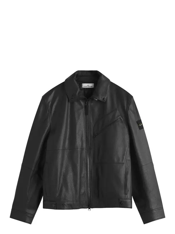 Stone Island Primaloft Leather Jacket - Black