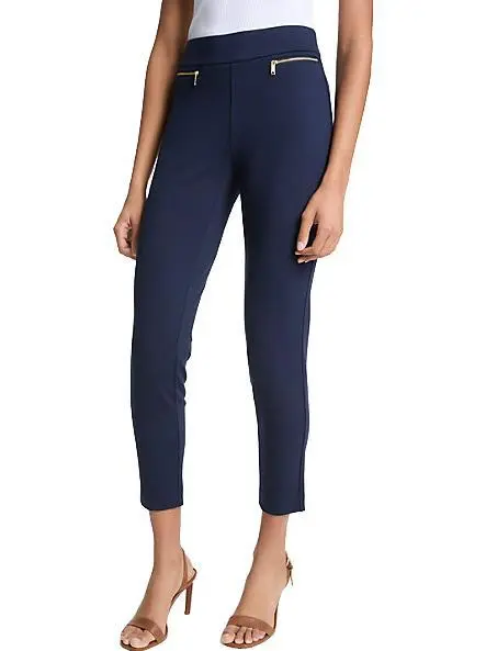 Michael Kors Viscose Blend Zip Pants - Blue