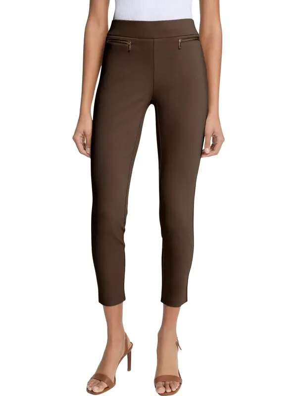 Michael Kors Viscose Blend Zip Pants - Brown