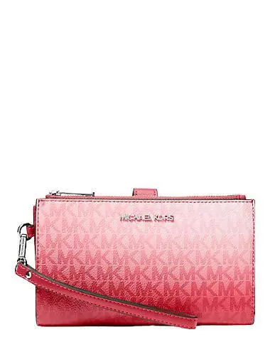 Michael Kors Jet Set Large Ombré Signature Logo Wristlet - Red