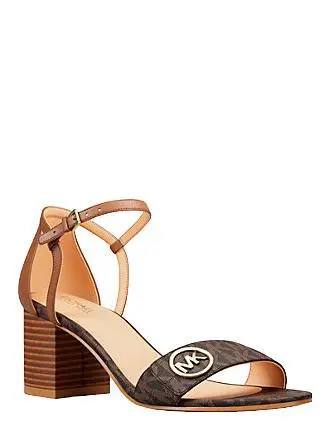 Michael Kors Hannah Signature Logo Block Heel Sandal - Brown