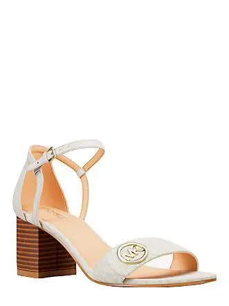 Michael Kors Hannah Signature Logo Block Heel Sandal - Natural