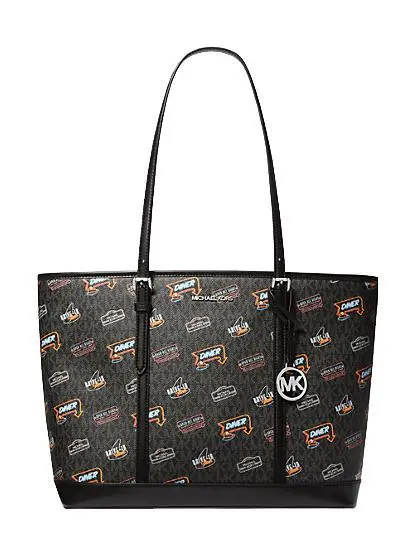 Michael Kors Large Printed Logo Tote Bag - Black