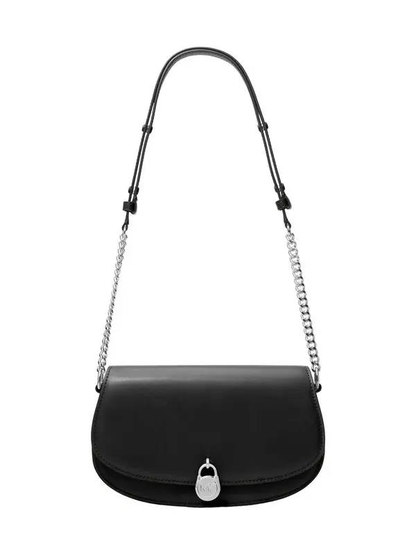 Michael Kors Mila Medium Leather Messenger Bag - Black