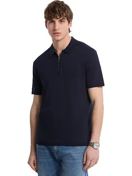 Michael Kors Cotton Zip-up Polo Shirt - Blue