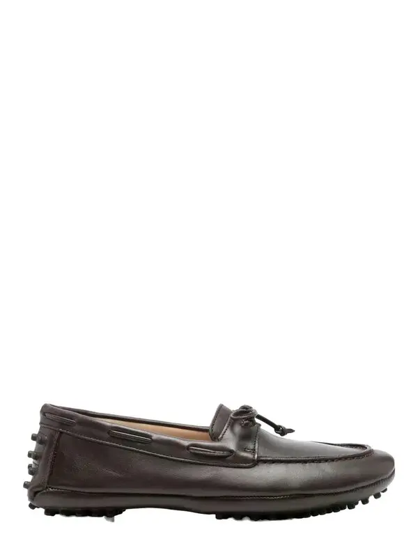 Le Monde Beryl Leather Boat Shoes - Brown