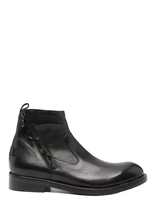 LEQARANT Zip-fastening Leather Boots - Black
