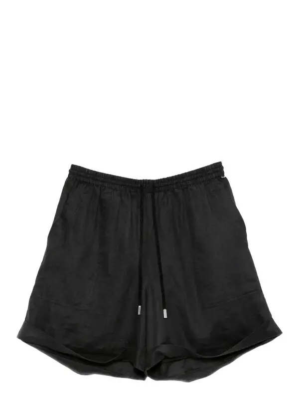BOSS Twisted-drawstring Ramie Shorts - Black