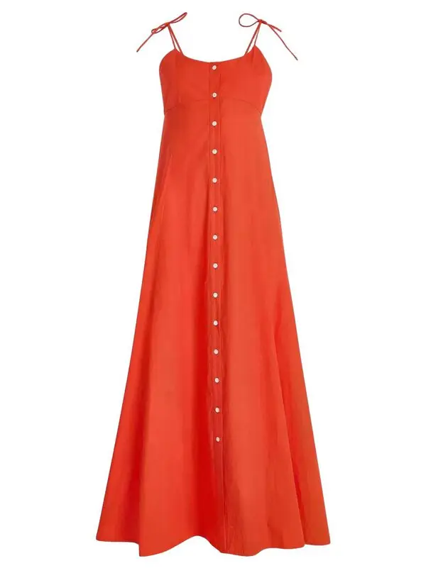Rosie Assoulin Button-front Tie-strap Maxi Dress - Orange