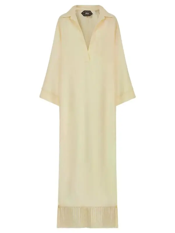 TALLER MARMO Bordighera Fringe-trimmed Maxi Dress - Neutrals