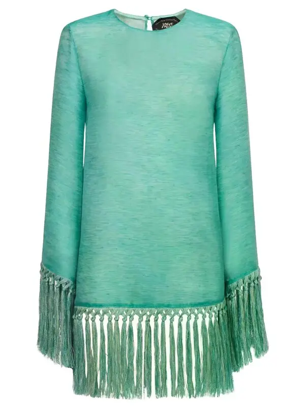TALLER MARMO Claudia Fringe-trim Mini Dress - Green