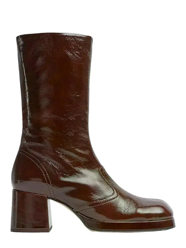 MIISTA Cass Patent-leather Boots - Brown