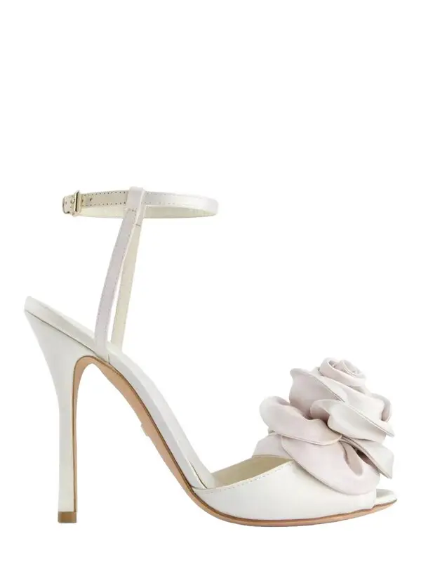 Giambattista Valli 110mm Rose-embellished Sandals - White