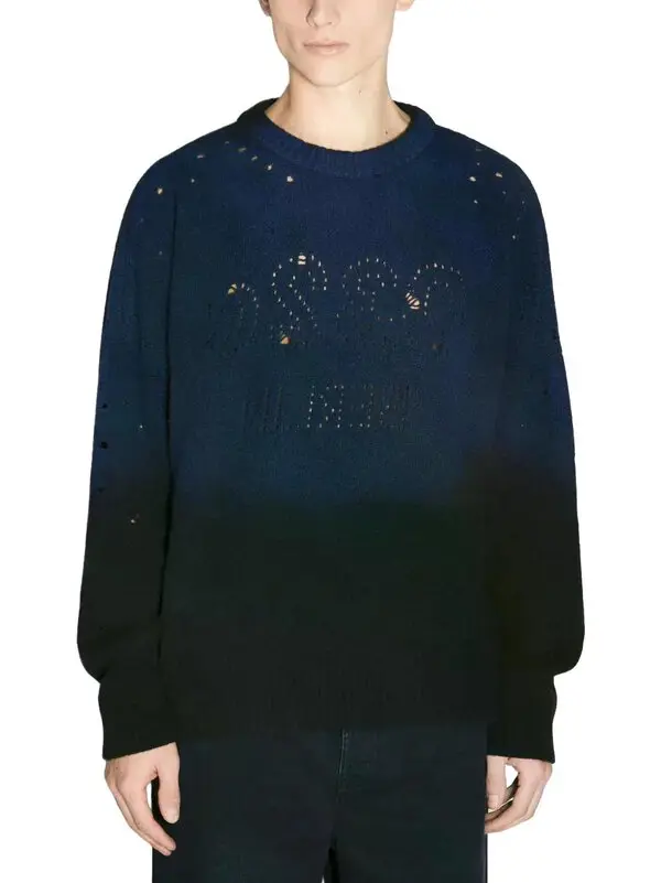 032C Dip-dye Cut-out Sweater - Black