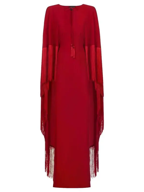 TALLER MARMO 1974 Fringe Cape Dress - Red