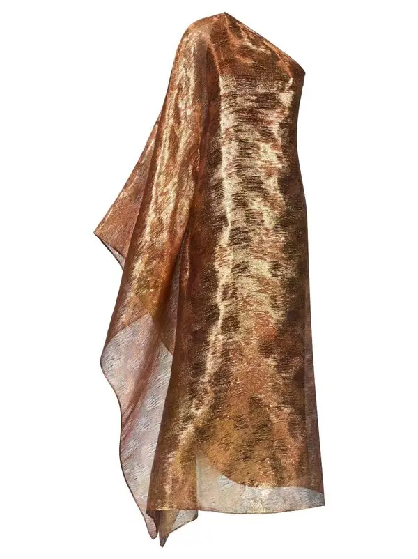 TALLER MARMO Betsy Metallic One-shoulder Dress - Brown