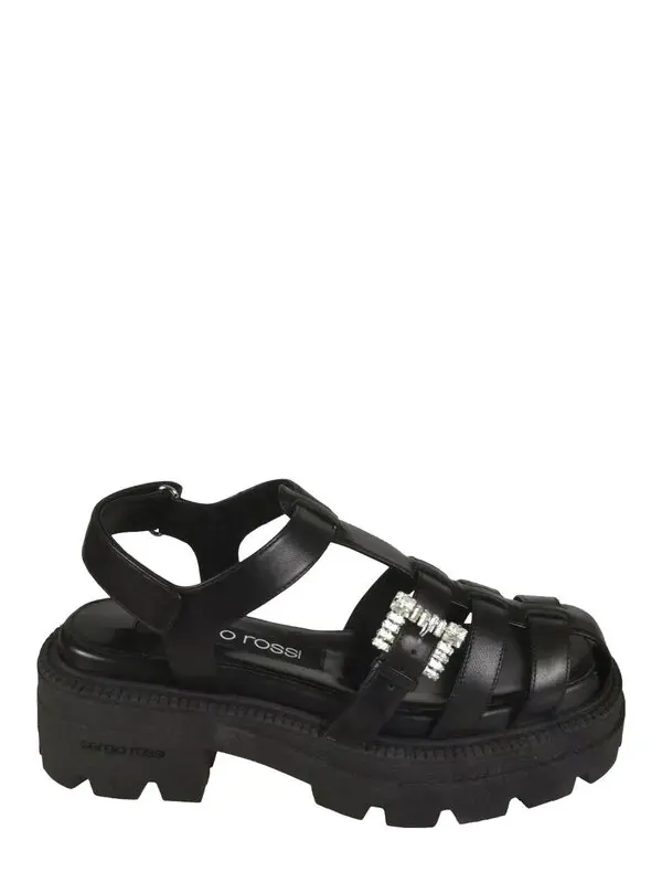 SERGIO ROSSI Twenty Crystal-embellished Platform Sandals - Black