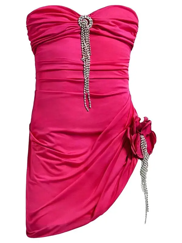 AREA Crystal-embellished Draped Mini Dress - Pink