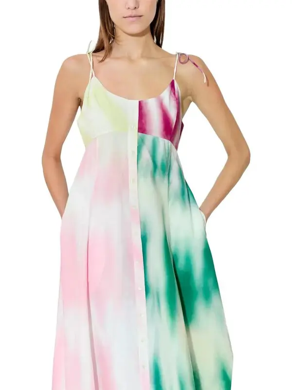 Rosie Assoulin High Garden Tie-dye Buttoned Dress - Green