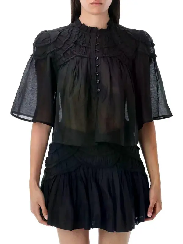 MARANT ETOILE Carmen Ruffled-frill Blouse - Black