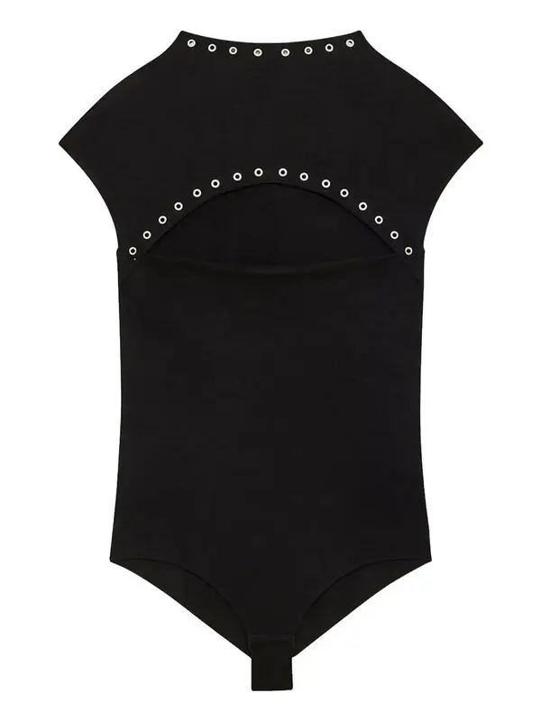 Patrizia Pepe Embellished-neck Bodysuit - Black