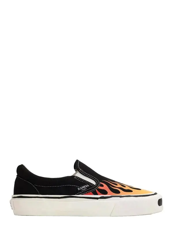 KAMIYA Cornell Flame-pattern Slip-on Sneakers - Black