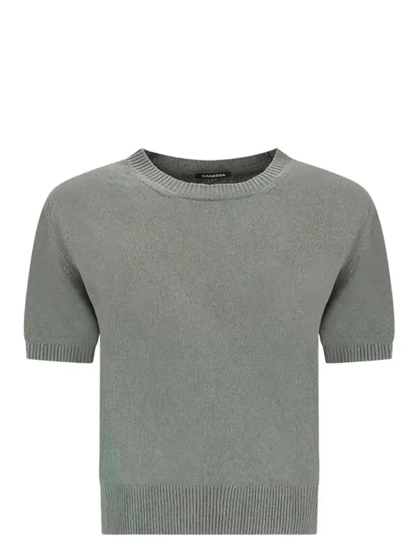 CANESSA Round-neck Short-sleeve Top - Grey