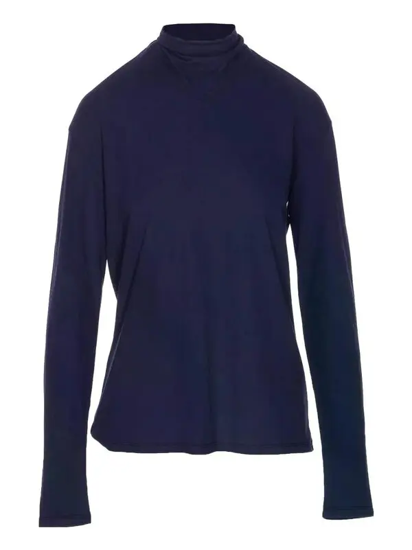 LEMAIRE Long-sleeve Scarf-detail Top - Blue