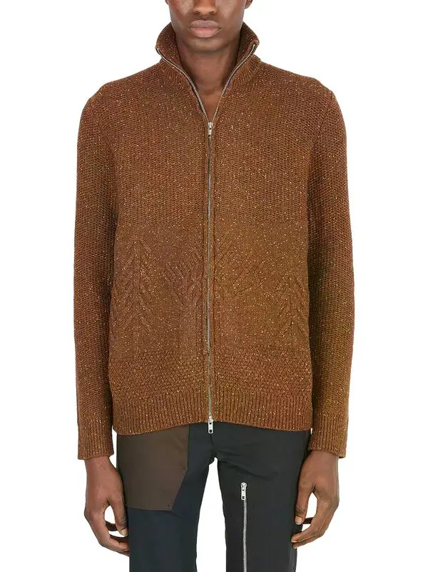 RANRA Cable-knit Zip-up Cardigan - Brown
