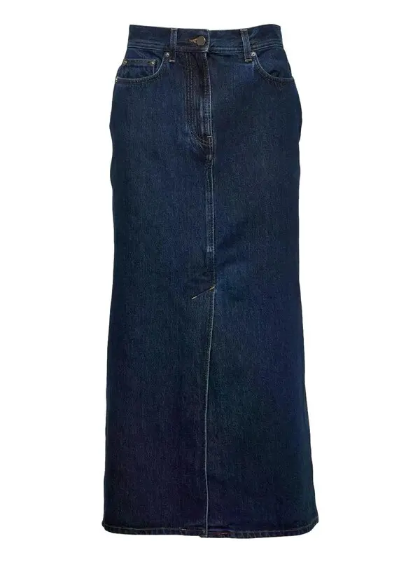 LOULOU Rona Denim Maxi Skirt - Blue