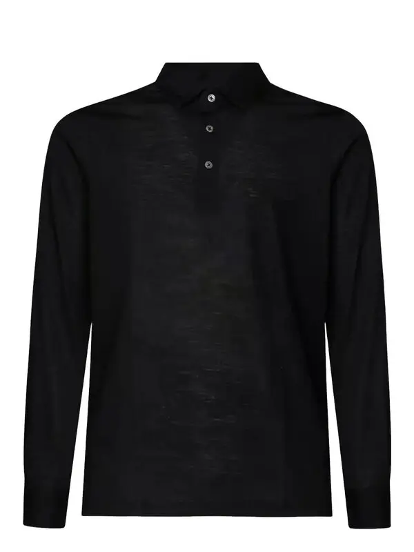 GIULIANO GALIANO Long-sleeved Polo Shirt - Black