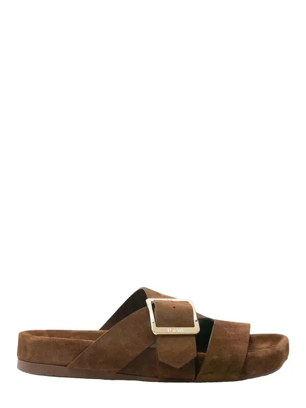 Loewe Ease Buckle Suede Sandals - Brown