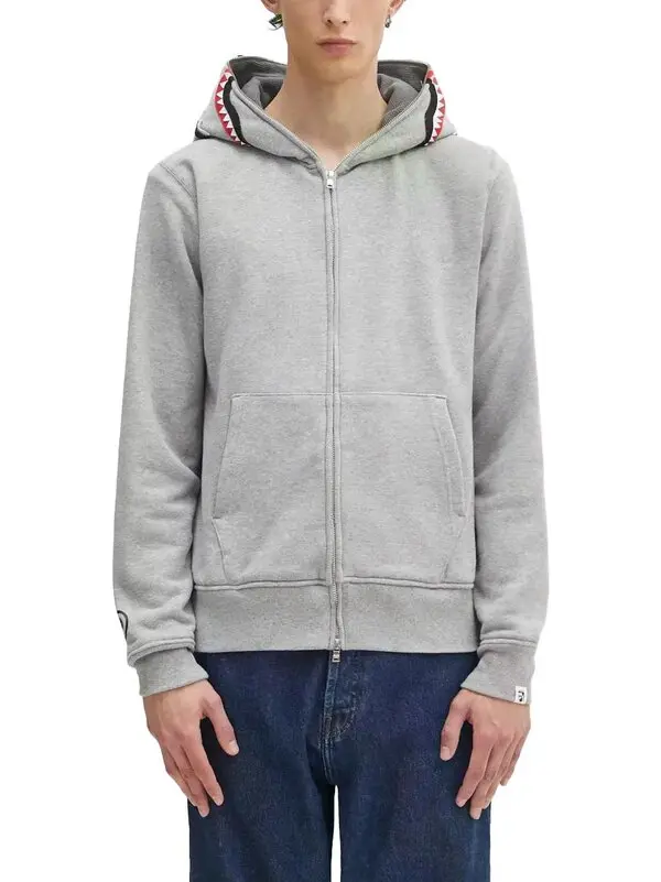 A BATHING APE Shark-hooded Zip-up Sweatshirt - Grey