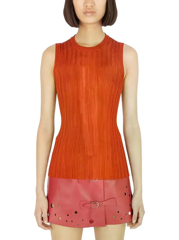 DURAZZI MILANO Ribbed Sleeveless Top - Red