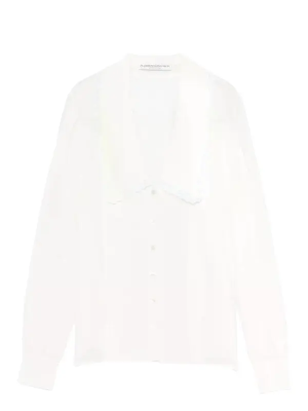 Alessandra Rich Lace-trimmed Collared Blouse - White