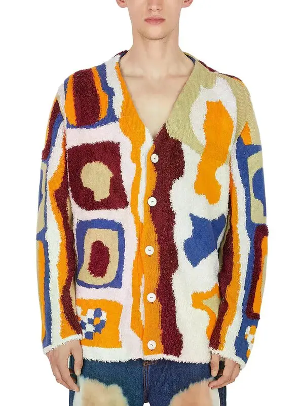 THE ELDER STATESMAN Abstract Pattern Cardigan - Multicolour