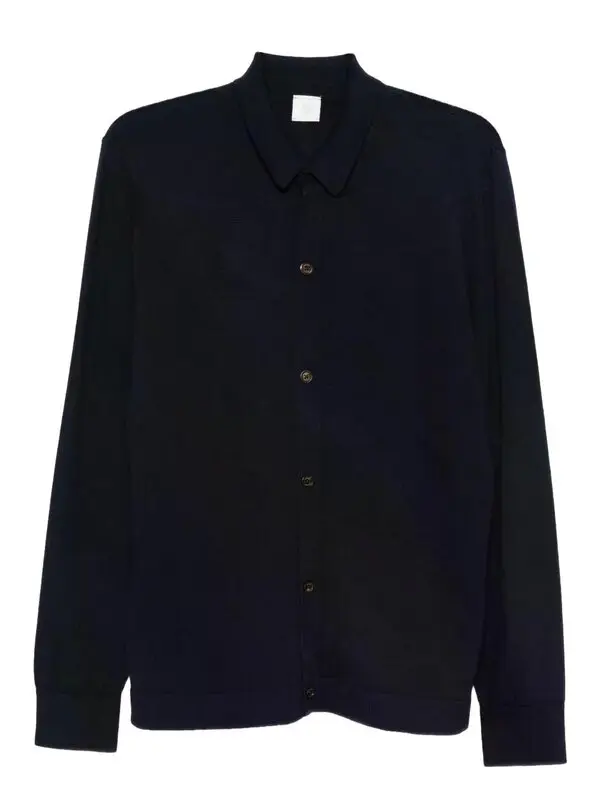 Eleventy Button-down Wool Shirt - Blue
