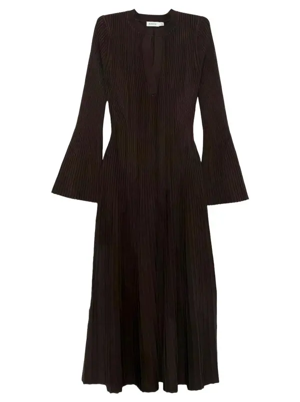 Simkhai Ribbed Bell-sleeve Dress - Brown