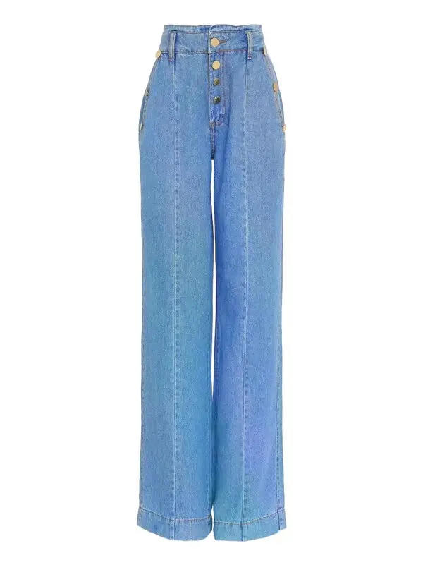 LETHICIA BRONSTEIN Button Detailed Denim Pant - Blue