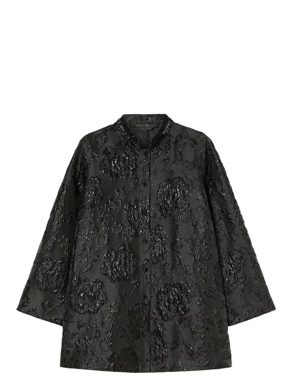 Marina Rinaldi Cloque Embellished Rupia Shirt - Black