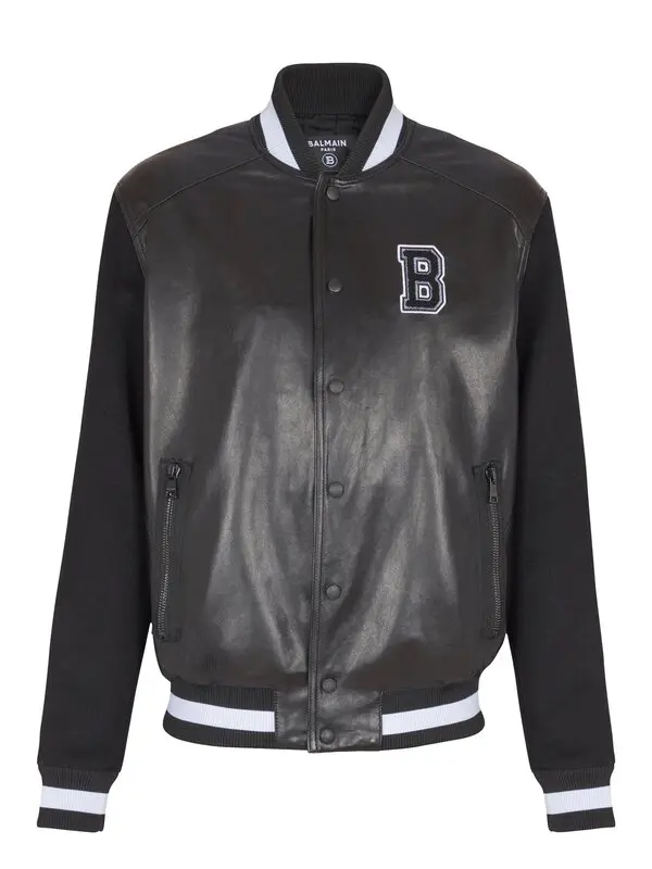Balmain Leather-wool Bomber Jacket - Black