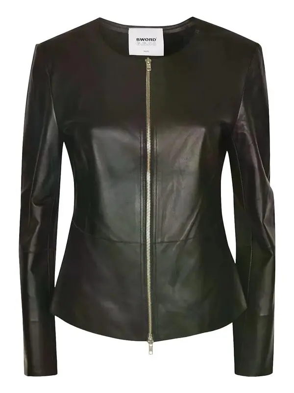 SWORD 6644 Leather Zip-up Jacket - Blacks And Greys