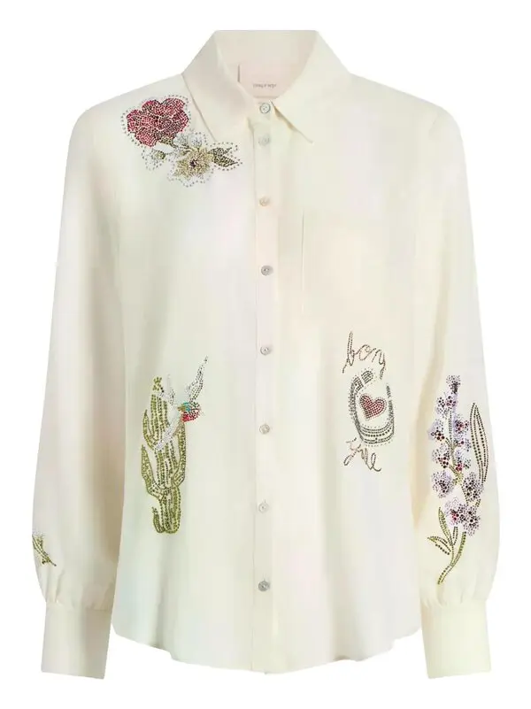 Cinq À Sept Amour Embellished Floral Shirt - White