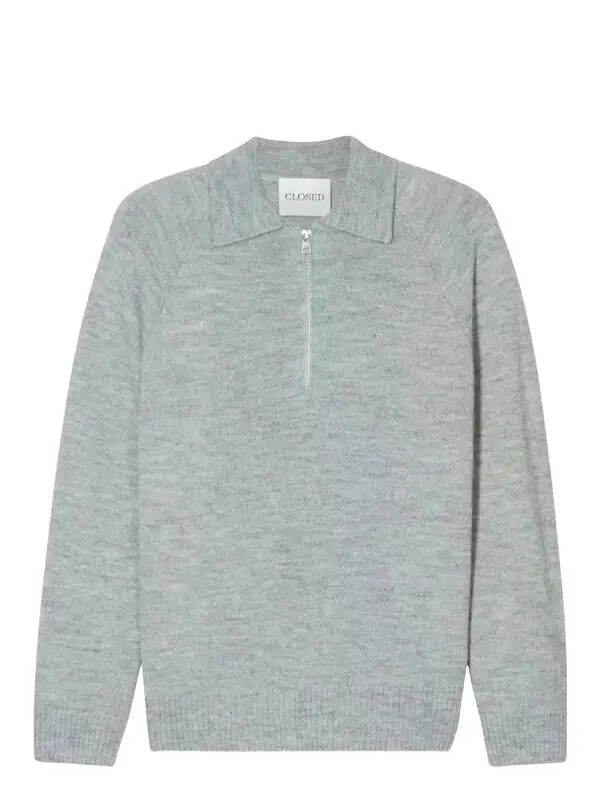Closed Zip-front Sweater - Grey