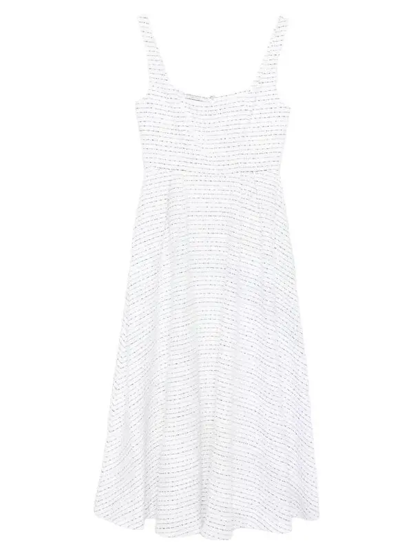 Alessandra Rich Striped Sleeveless Midi Dress - White
