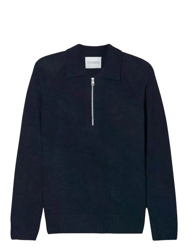 Closed Half-zip Sweater - Blue
