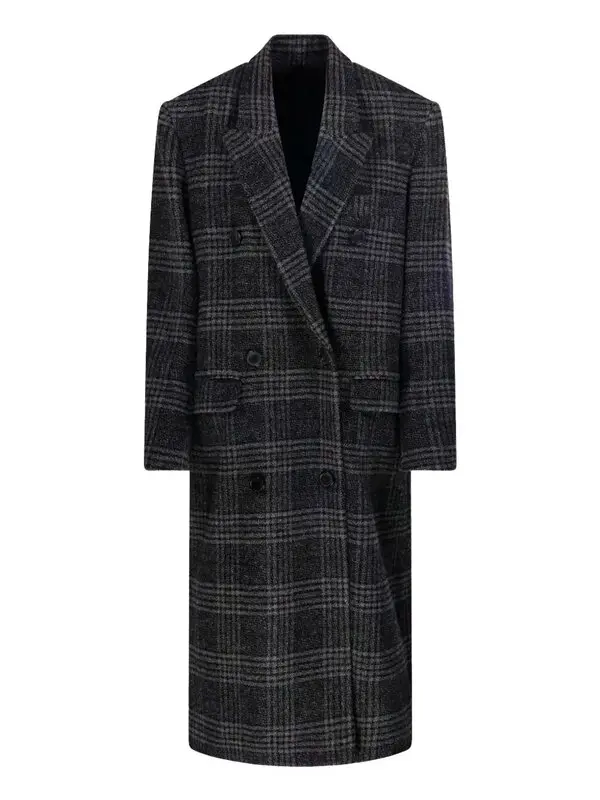 MARANT ETOILE Lexana Double-breasted Checked Coat - Brown