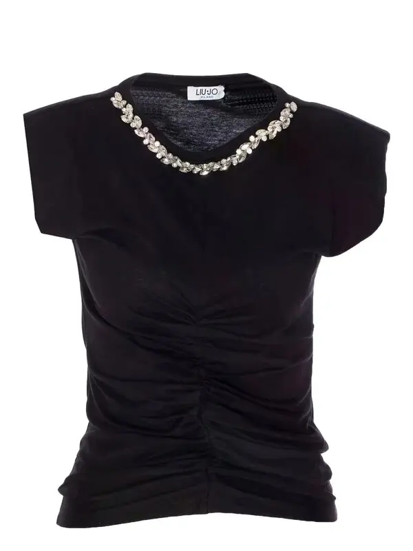 Liu Jo Crystal-embellished Ruched T-shirt - Black